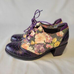 Socofy | Shoes | Socofy Bohemia Artsy Leather Mixed Pattern Chunky ...